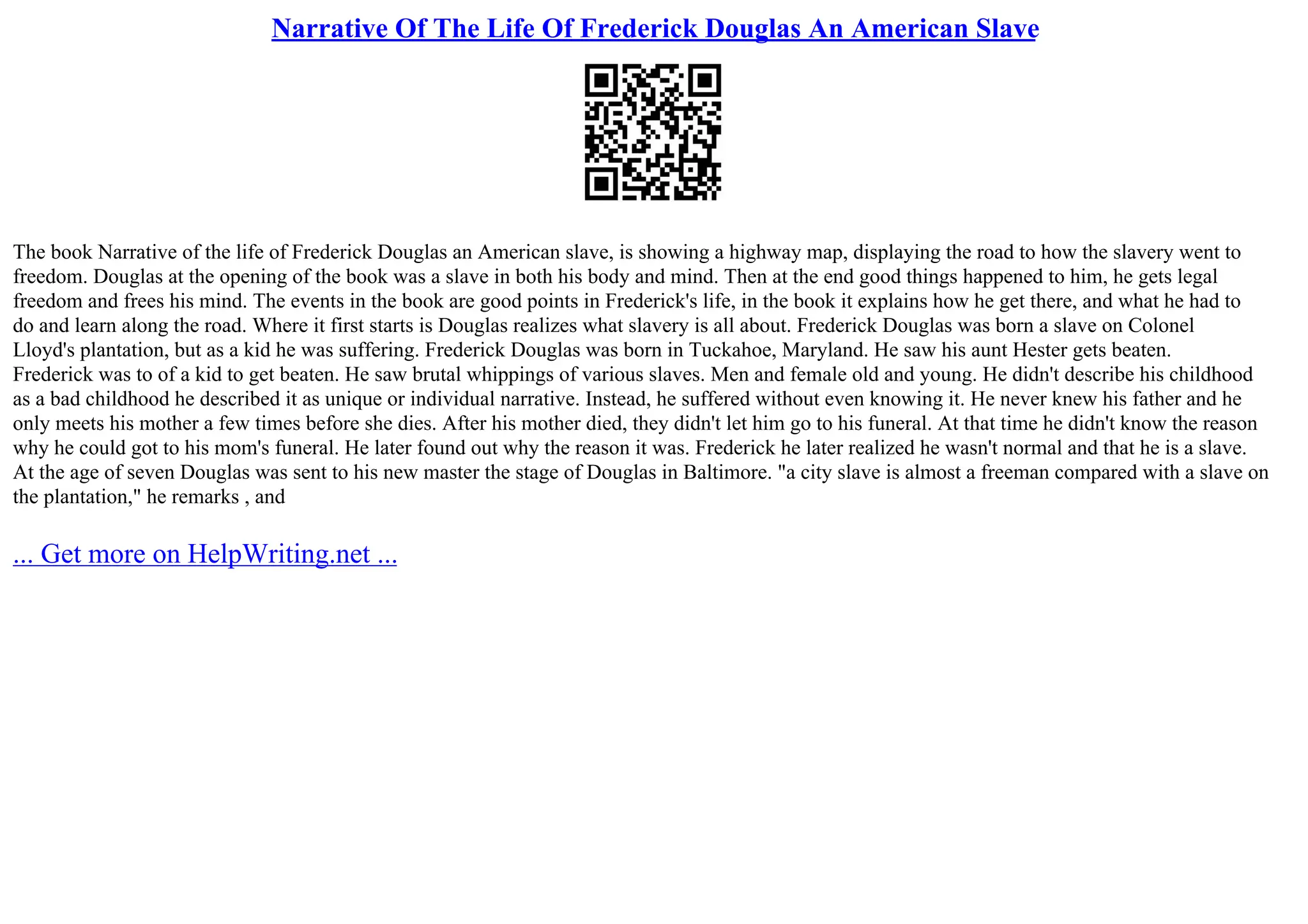 Narrative Of The Life Of Frederick Douglas An American Slave | PPT