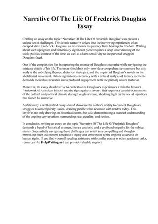 Narrative Of The Life Of Frederick Douglass Essay.pdf | Crime & Harmful ...