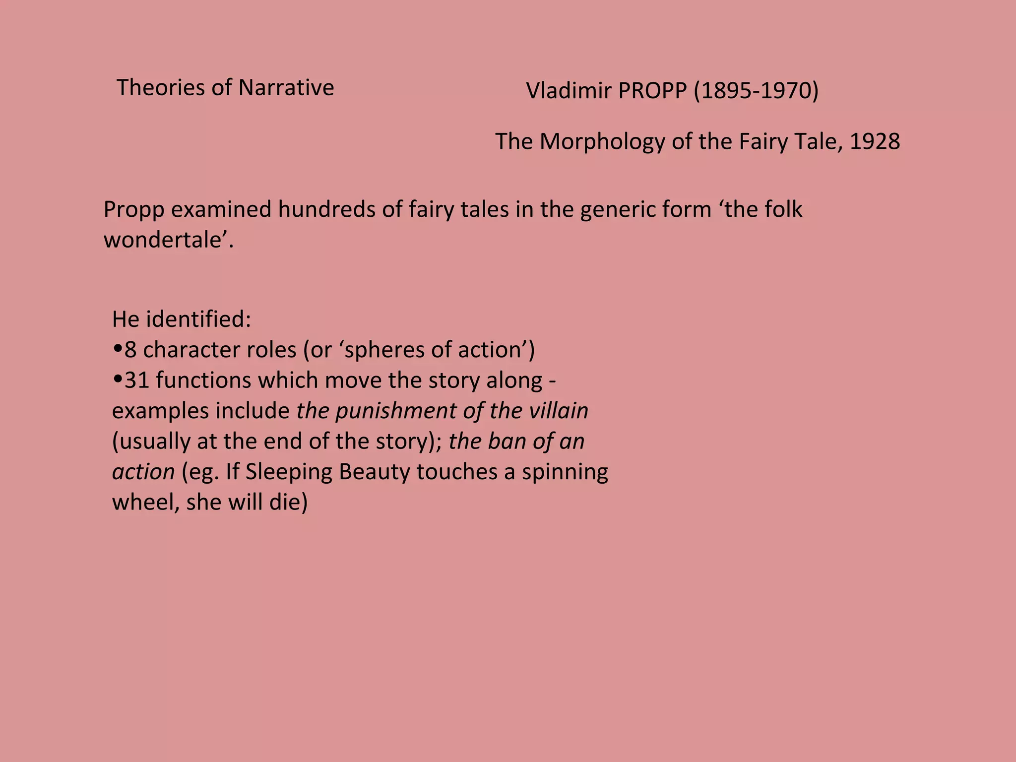 Narrative theory: Propp and Strauss | PPT