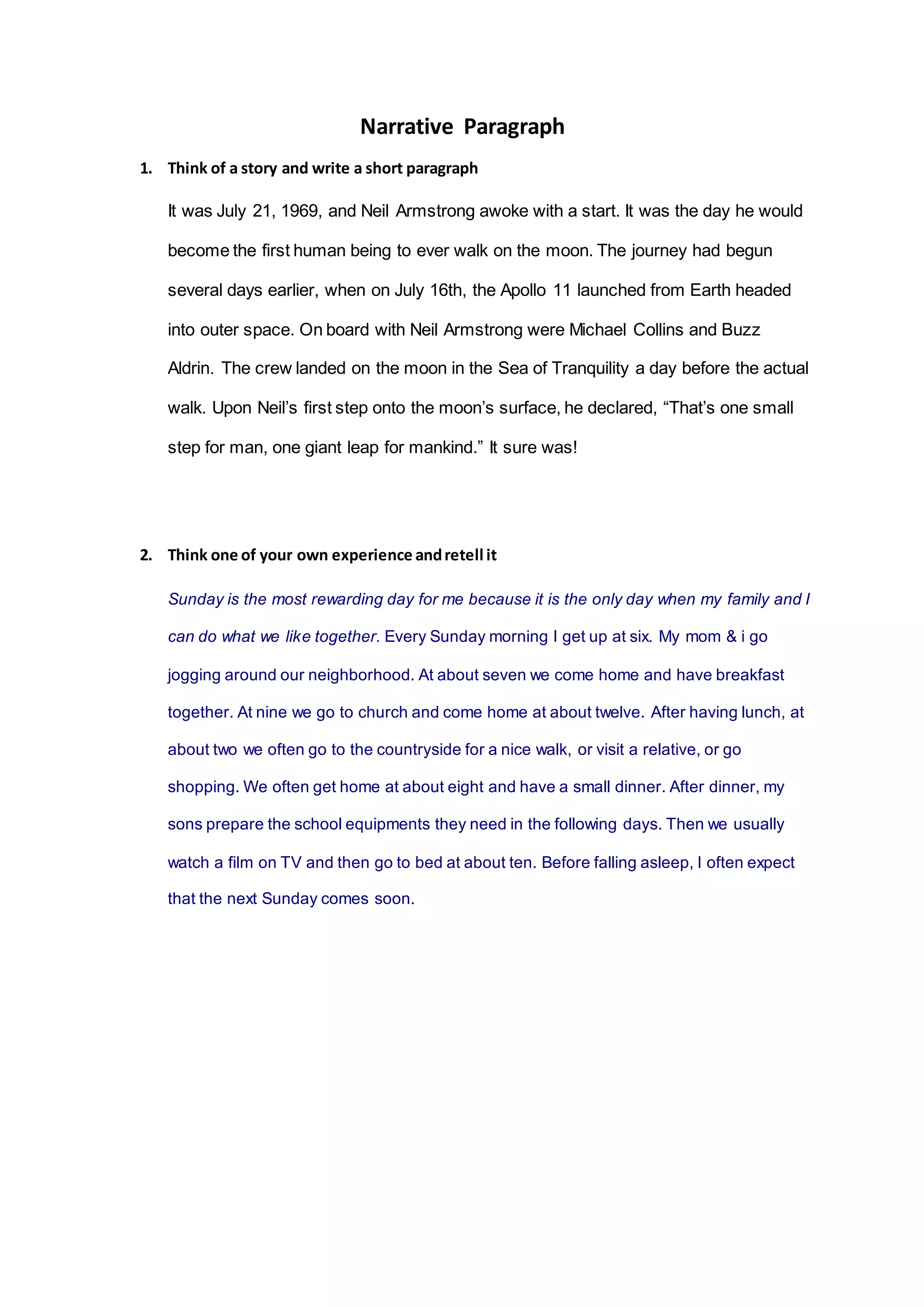 Narrative paragraph task | DOCX