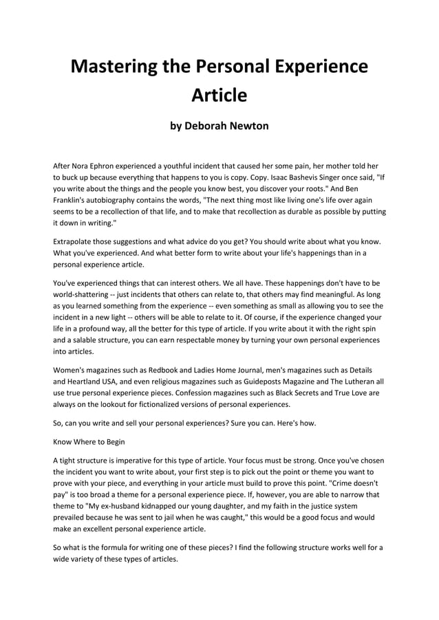 Narrative personal experience | PDF