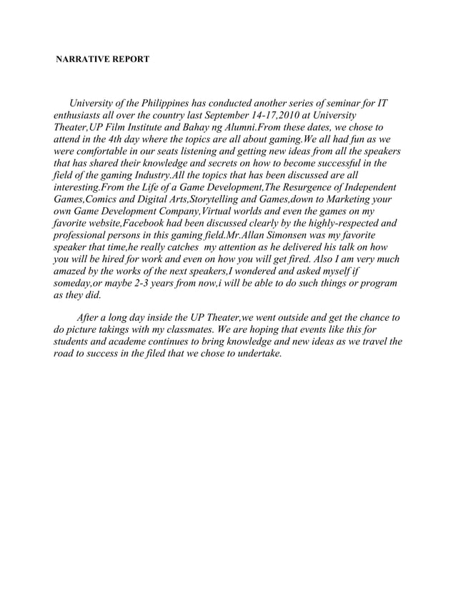 Narrative report | PDF