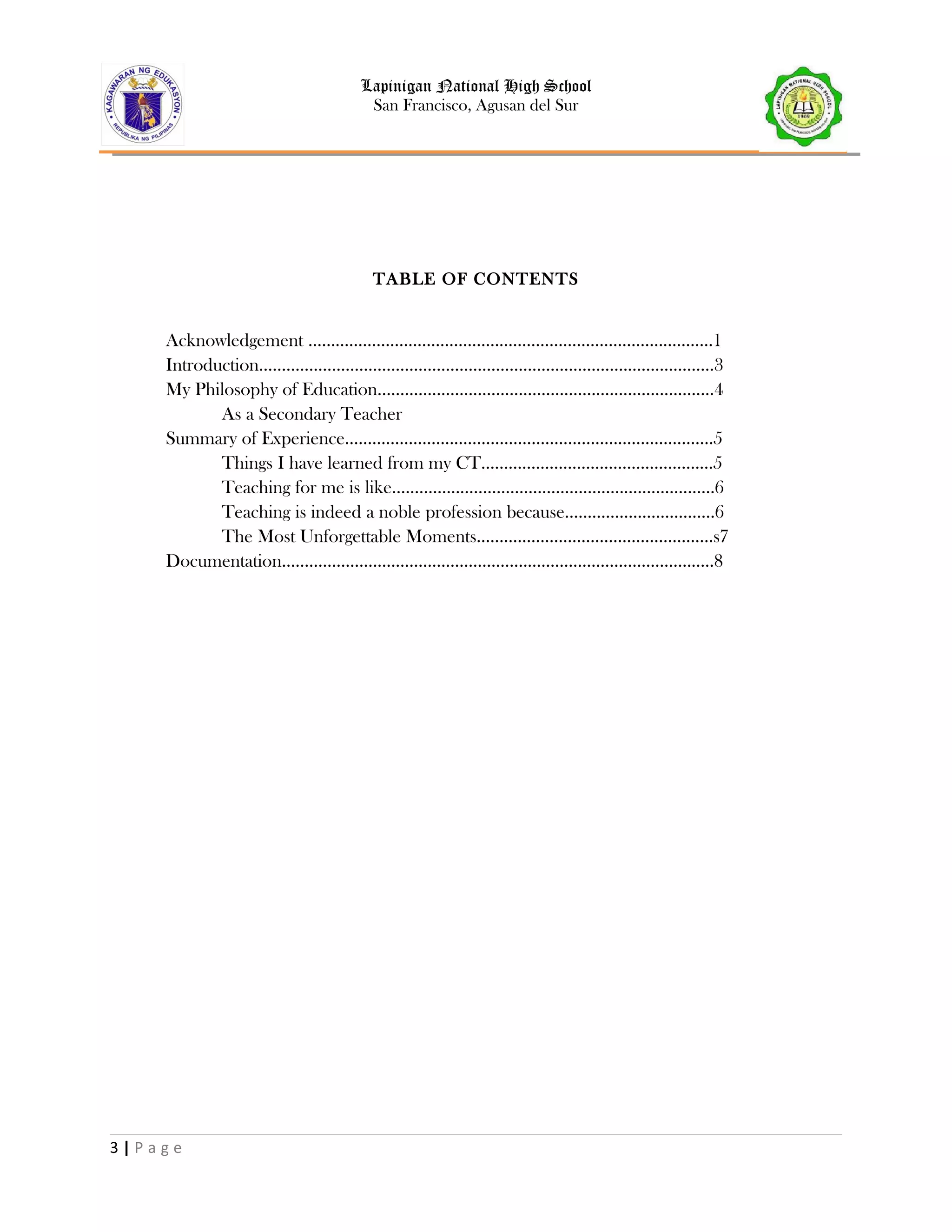 Narrative report - Practice Teaching | DOC