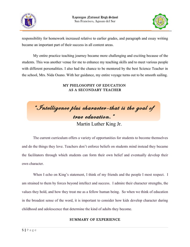 Narrative report - Practice Teaching | DOC