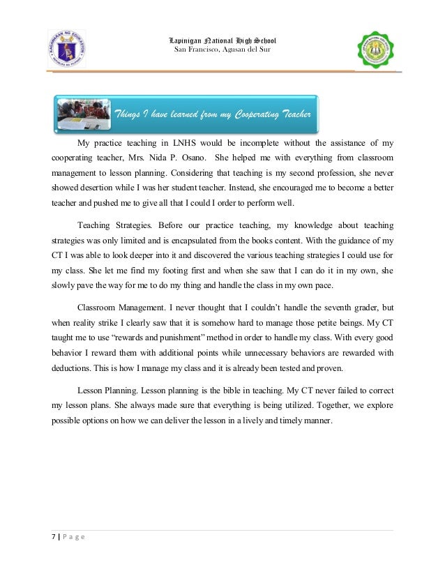 Narrative Report For Practice Teaching