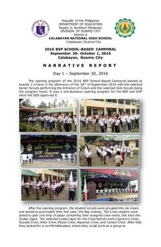Sample Narrative Report BSP Camporal | DOCX