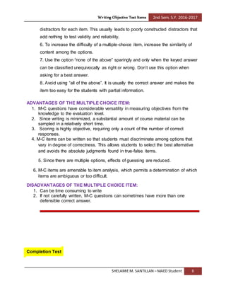 Chapter 6: Writing Objective Test Items | DOCX