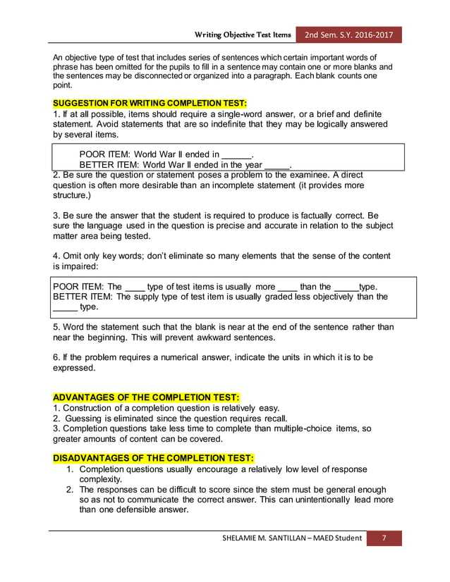 Chapter 6: Writing Objective Test Items | DOCX | Standardized Testing ...