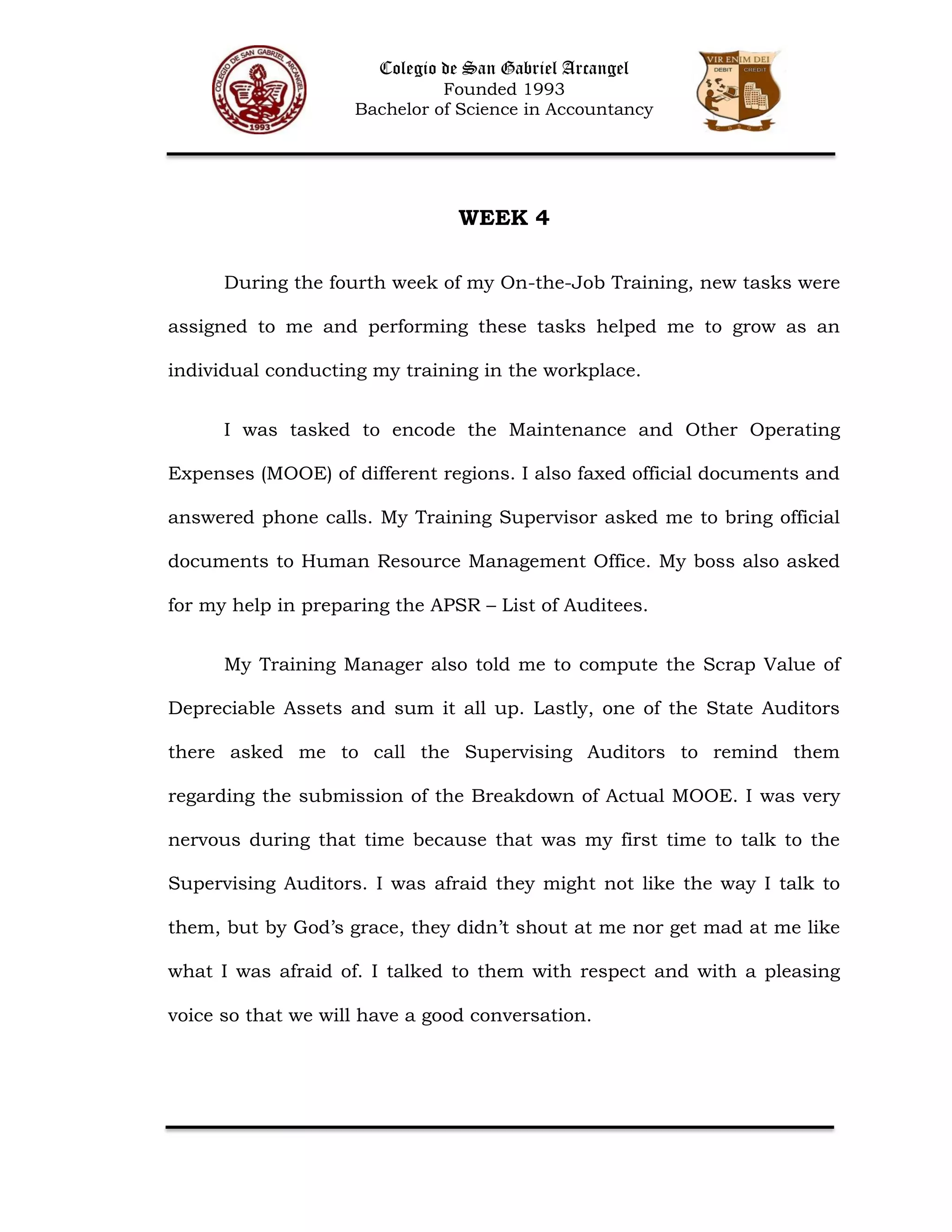 Narrative report in ojt | PDF