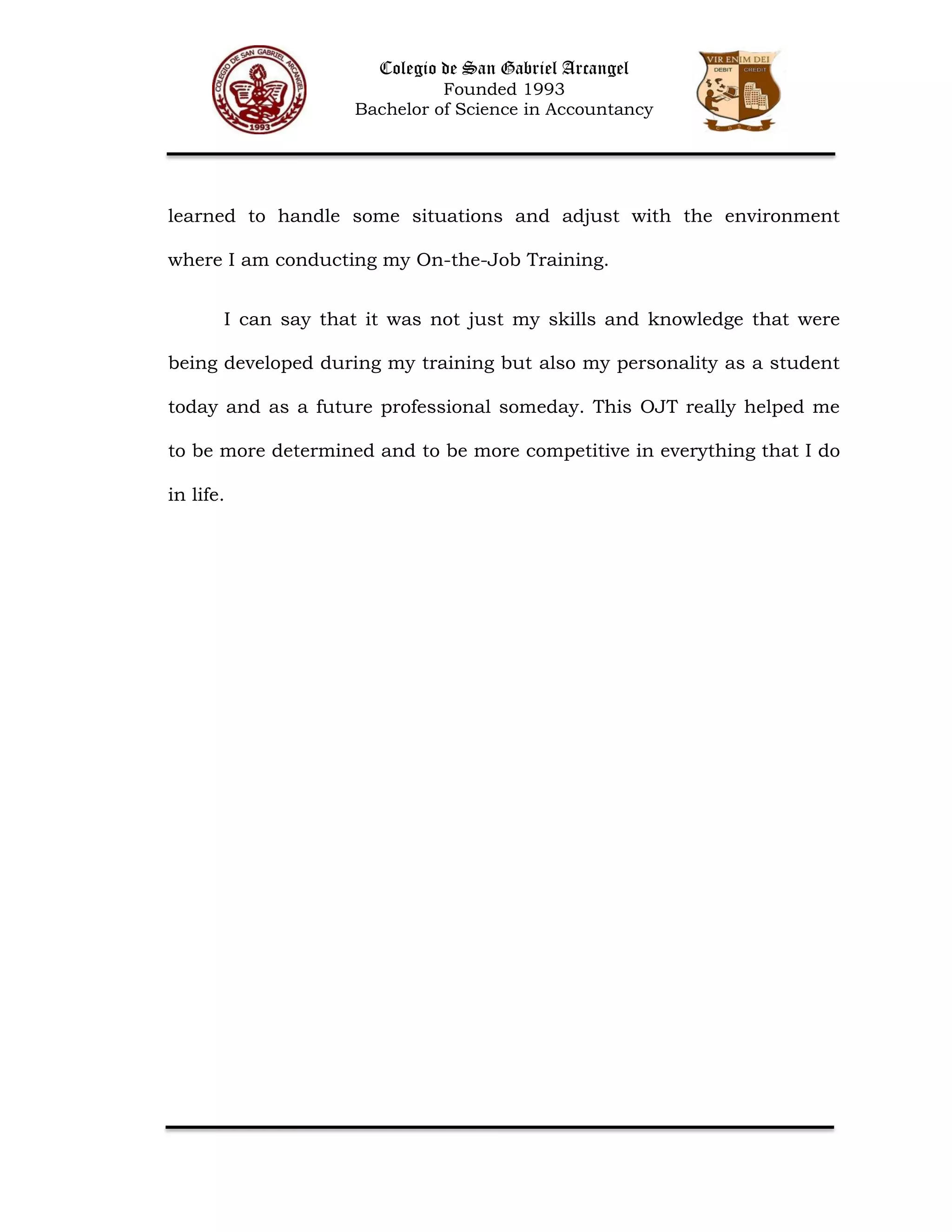Narrative report in ojt | PDF