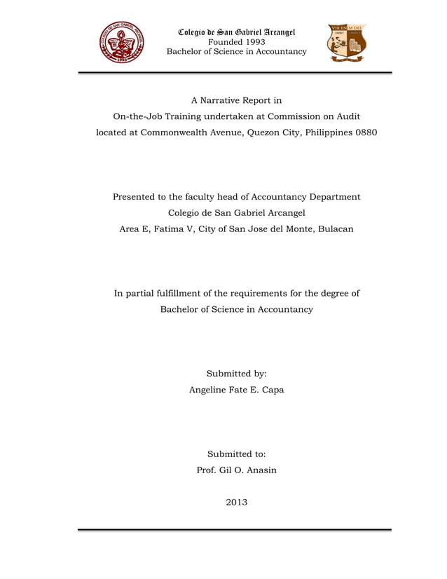 Narrative report in ojt | PDF