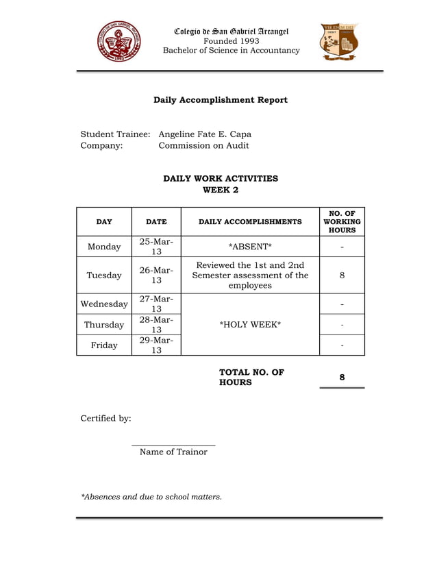 Narrative report in ojt | PDF