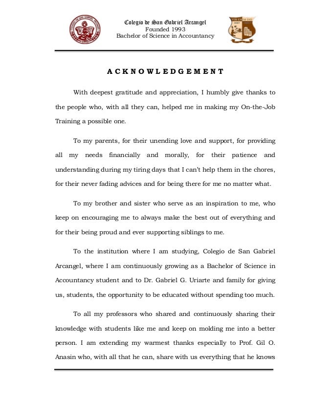 Acknowledgement Letter Sample In Ojt Acknowledgement Letter Sample In Ojt
