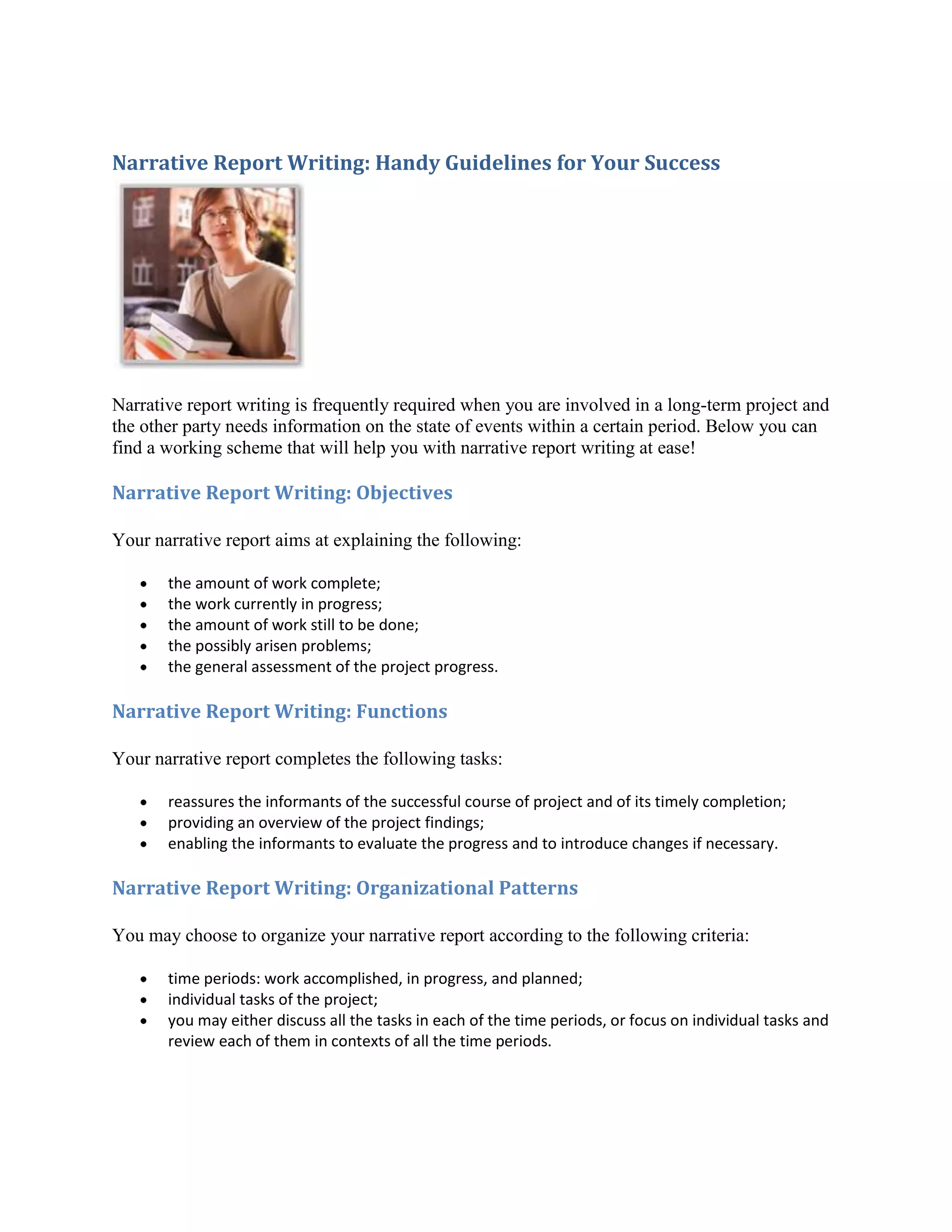 Narrative report in reading samples | DOCX