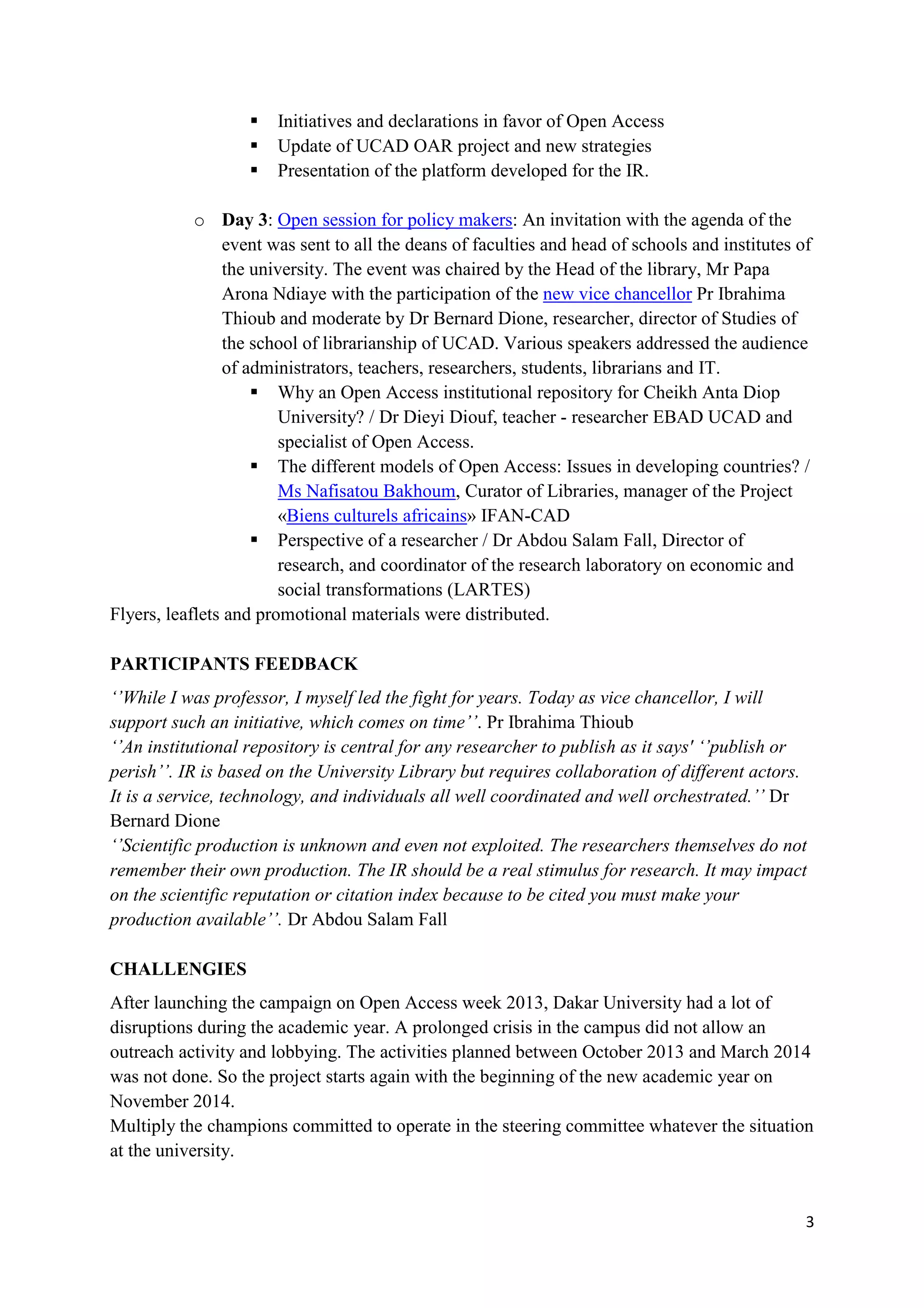 Narrative report ucad Open Access campaign | PDF