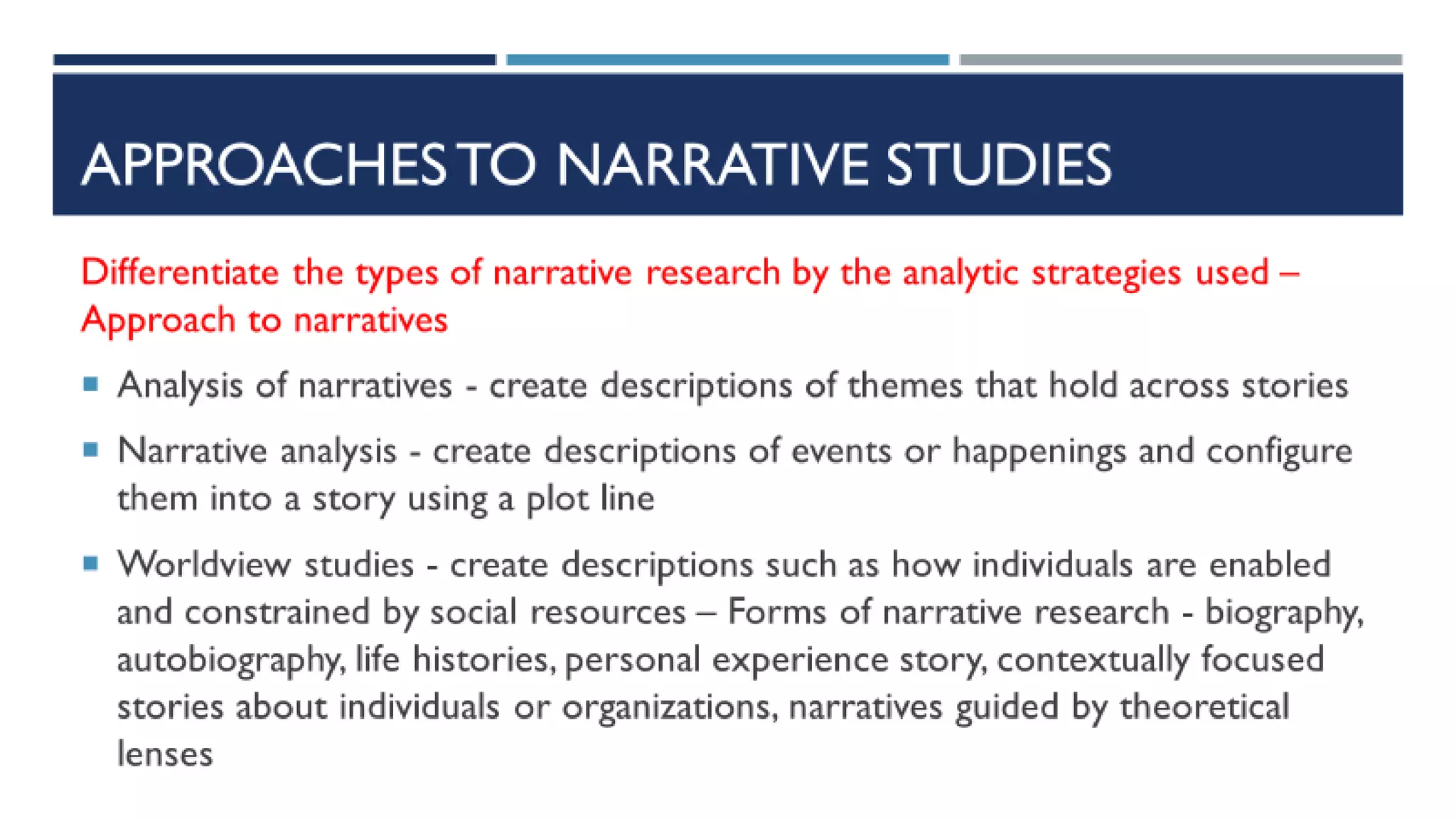 Narrative research (Creswell's Five Traditions of Qualitative Research ...