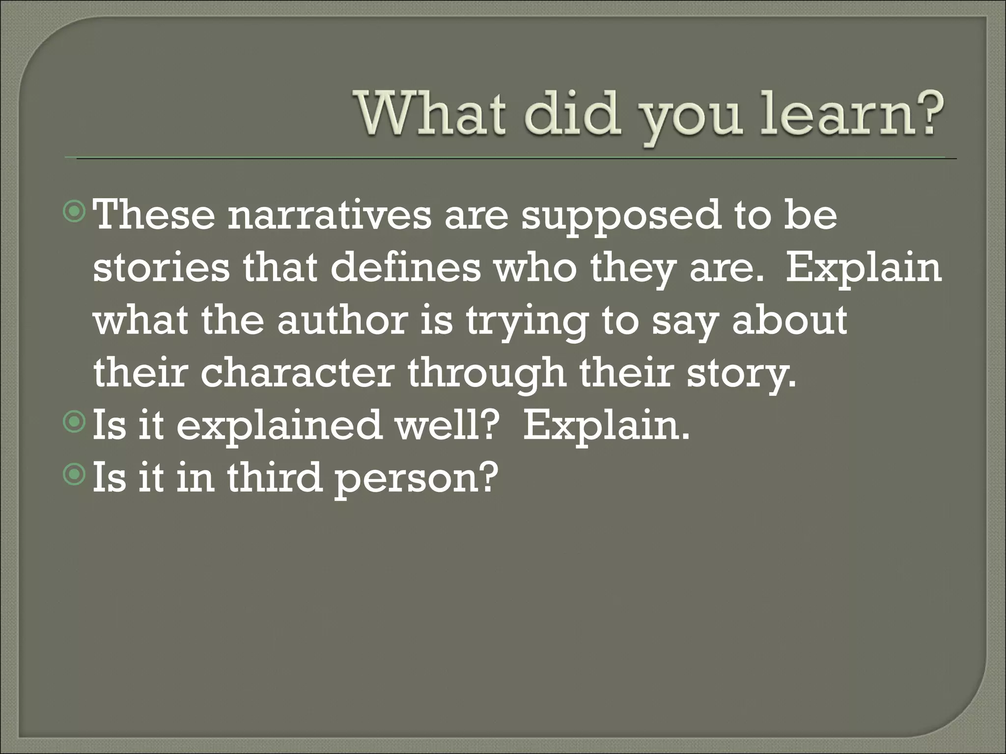 Narrative Rough Draft 1 | PPT