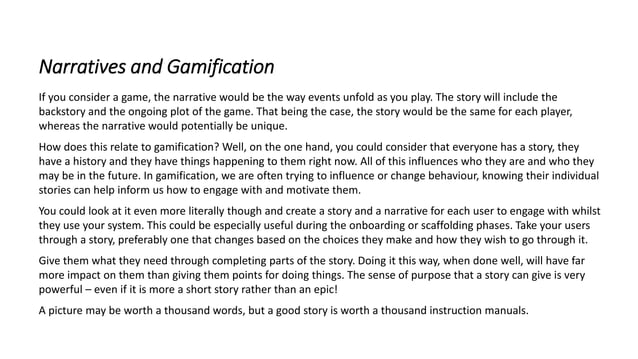 Narratives and story telling in gamification | PPTX