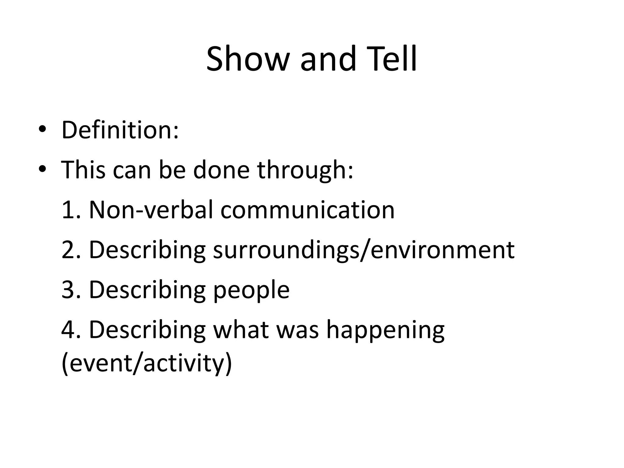 Narrative show and tell lecture | PPT