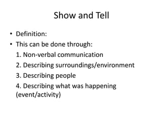 Narrative show and tell lecture | PPT