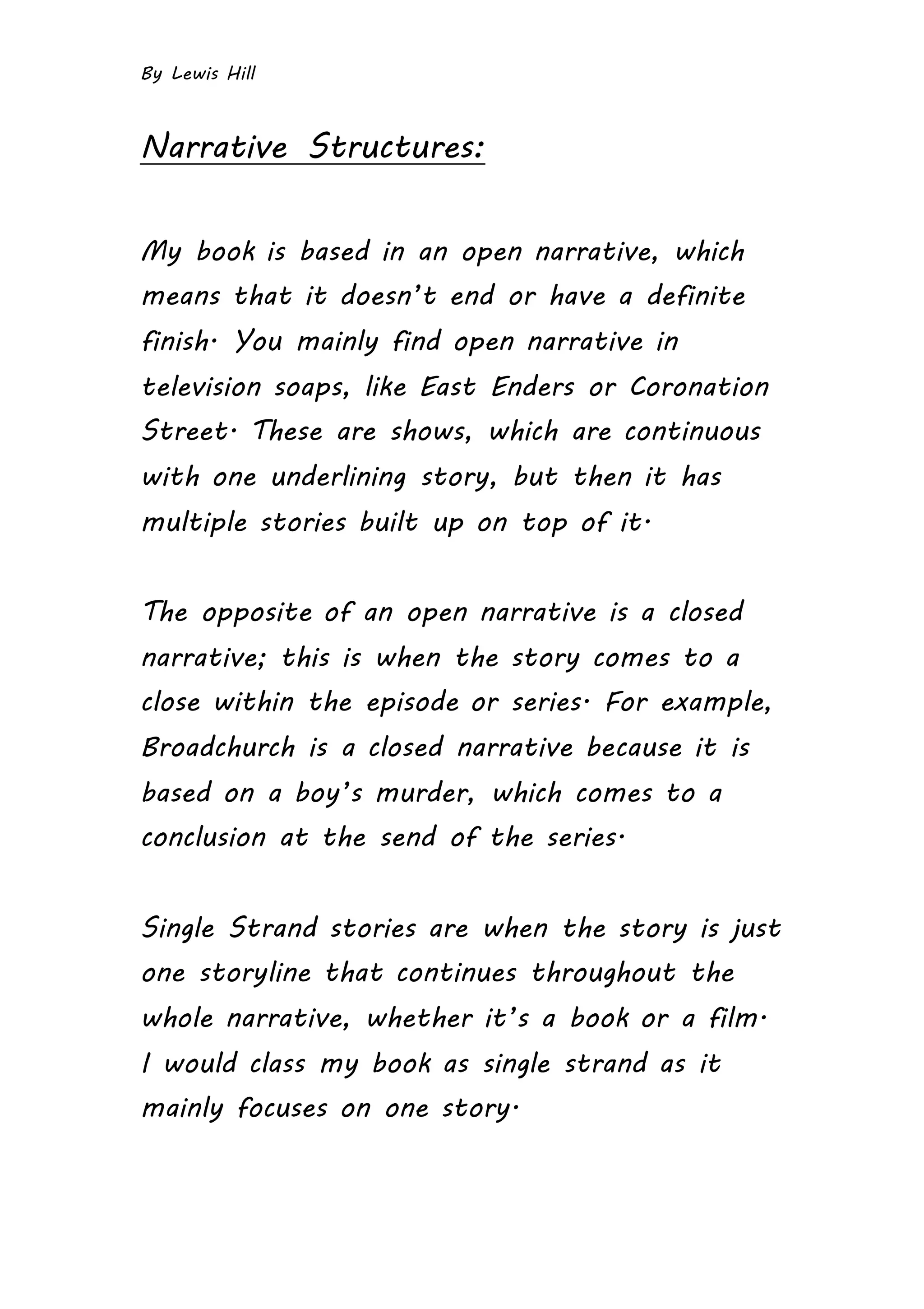 Narrative structures Lewis Hill | PDF
