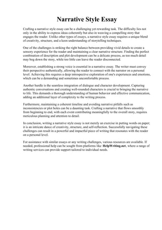 Narrative Style Essay.pdfNarrative Style Essay. Essay Format Guide ...