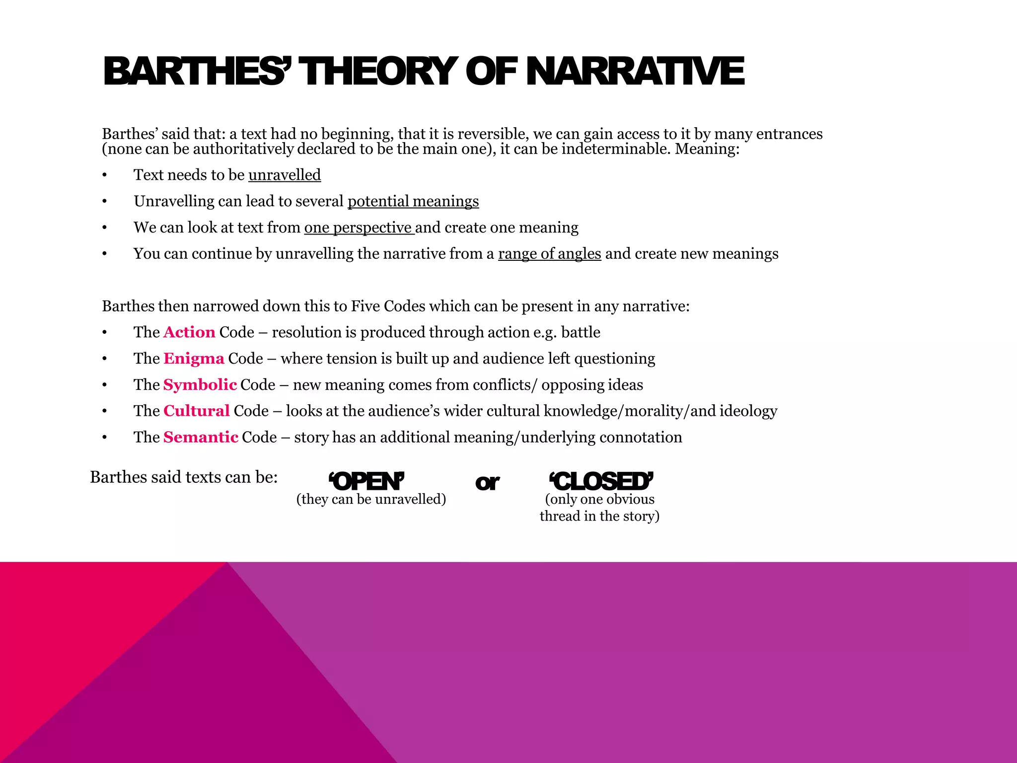 Narrative Theories and Examples | PPTX