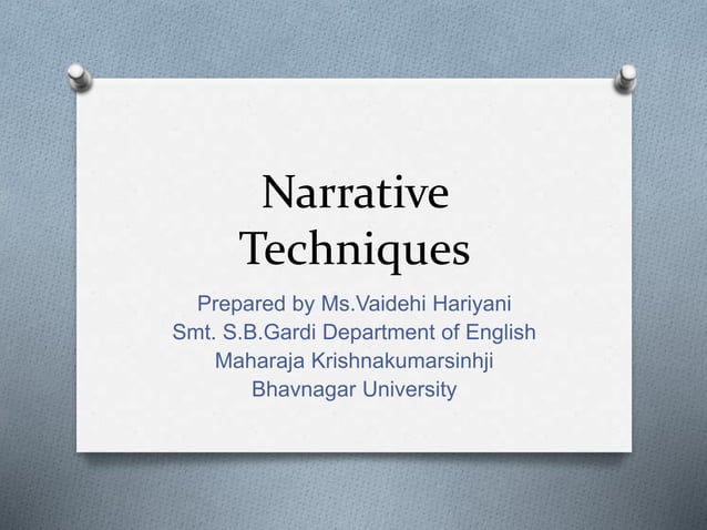 Narrative Techniques | PPTX | Fiction | Books and Literature