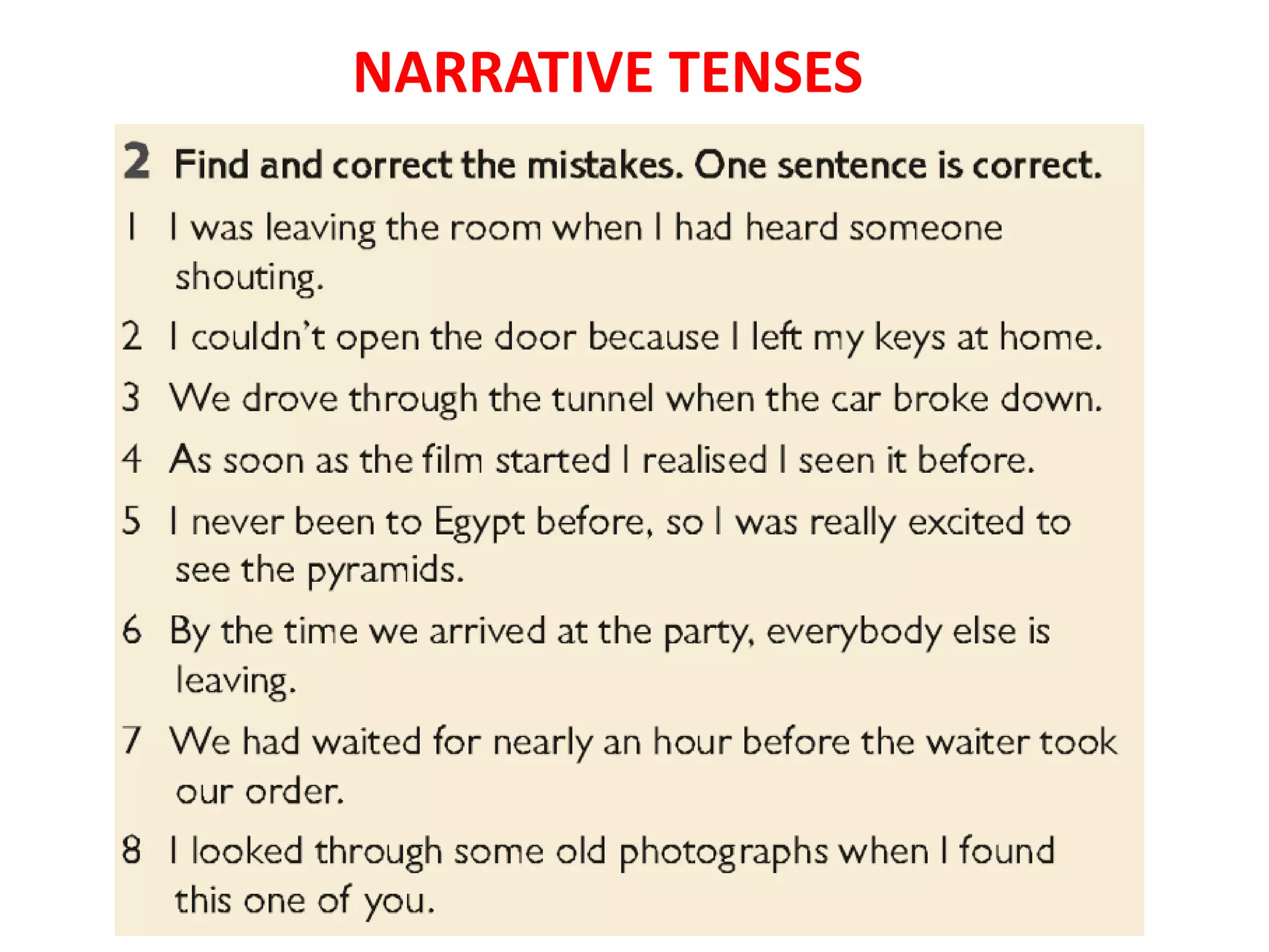Narrative tenses - Intermediate 1 | PPTX