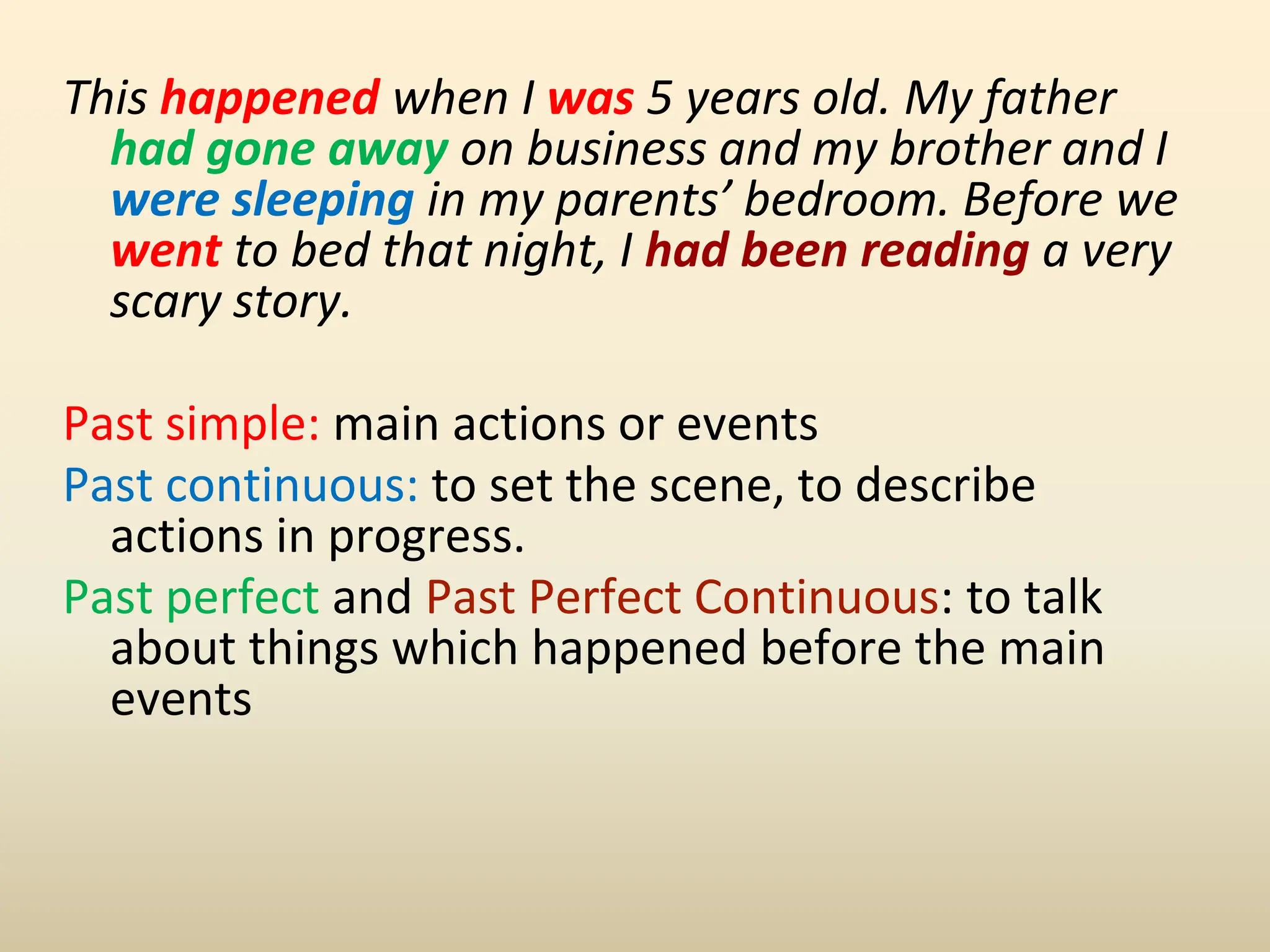 The Past: Using the Narrative Tenses to tell anecdotes | PPTX