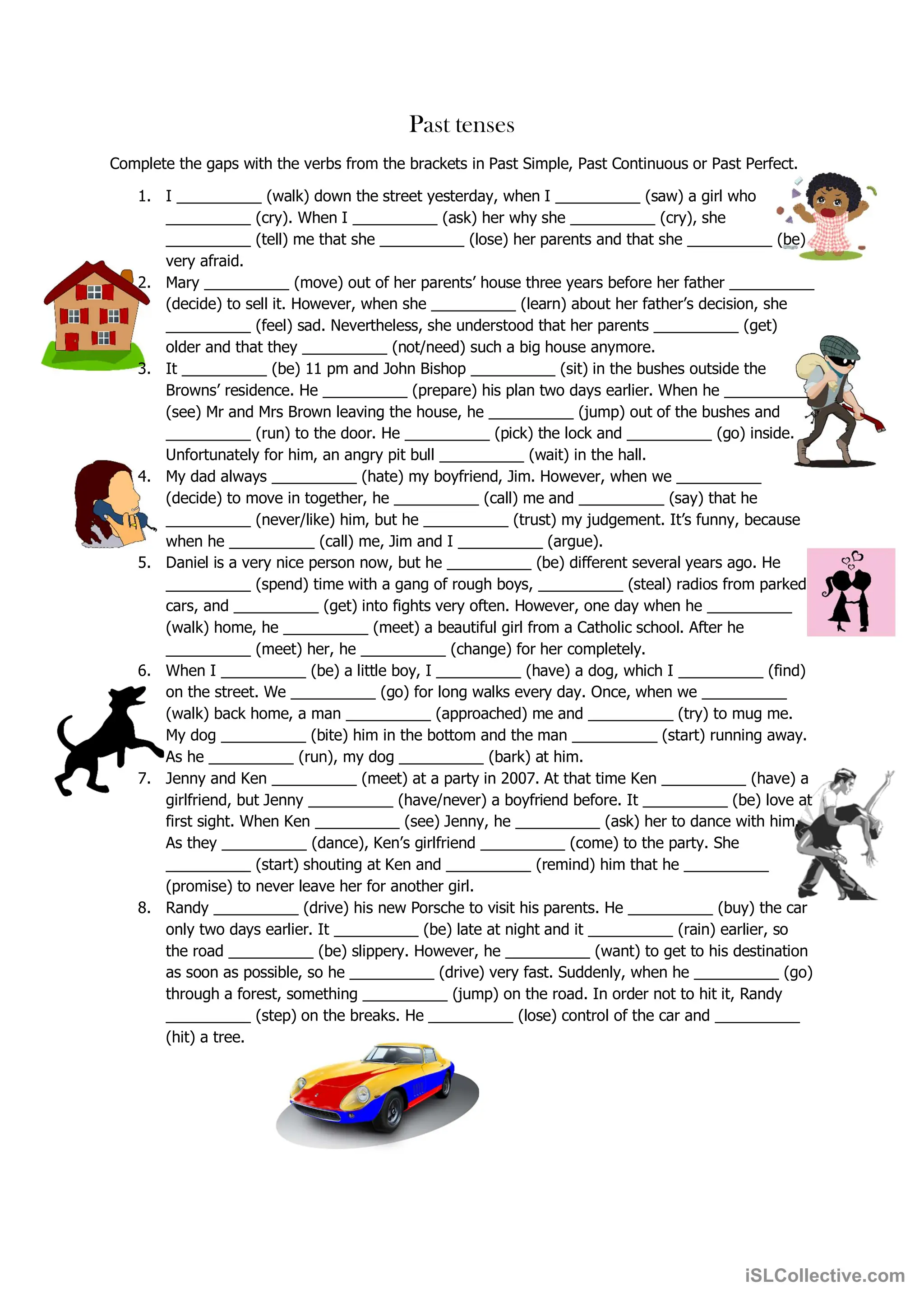 Narrative tenses.pdf worksheet to practice past tenses | PDF