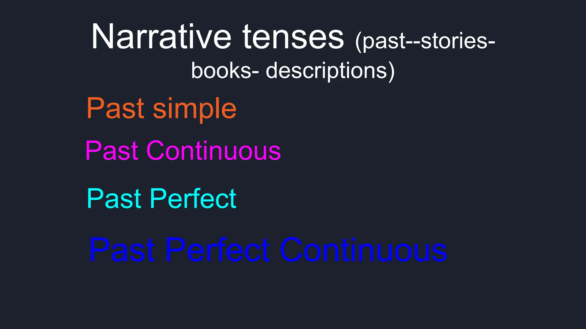 Narrative tenses We use it when there is no reason to use another past ...