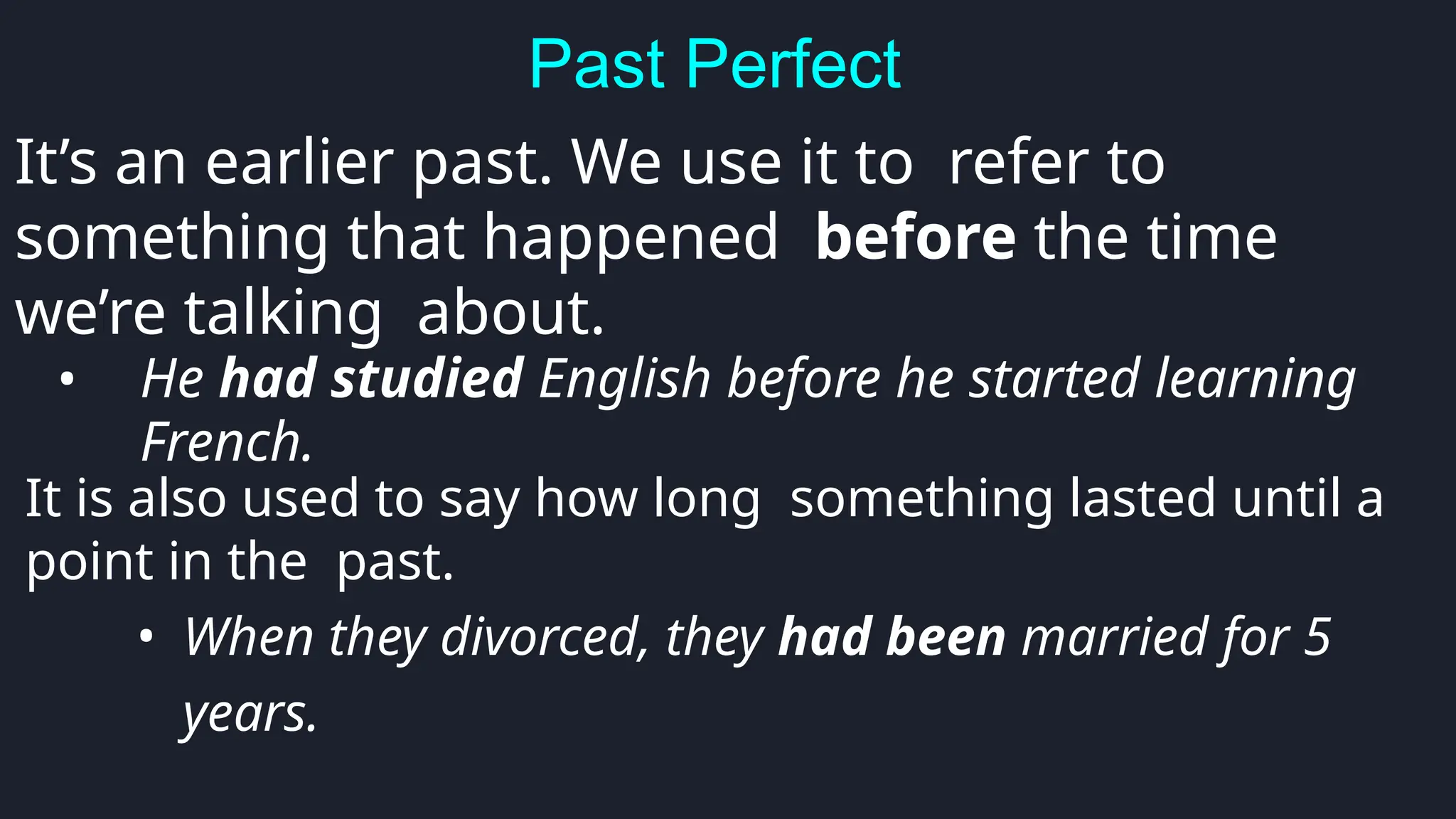 Narrative tenses We use it when there is no reason to use another past ...