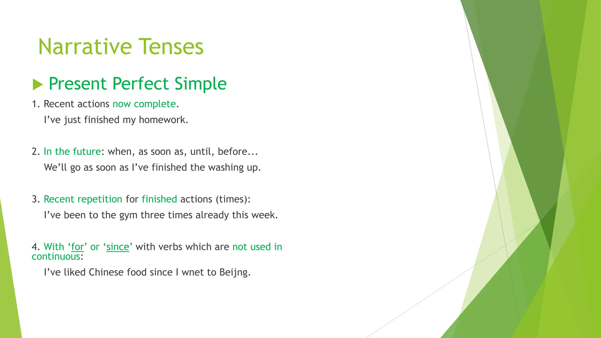 Narrative Tenses Review Past Simple Past Continuous Past Perfect Used ...
