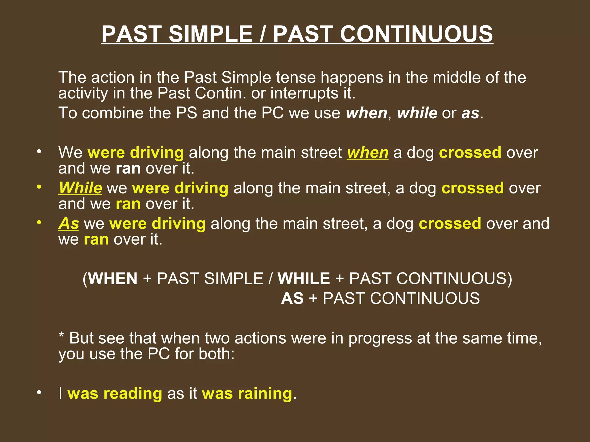 Narrative tenses ps, pc, pp, past s. vs pres. p. | PPT