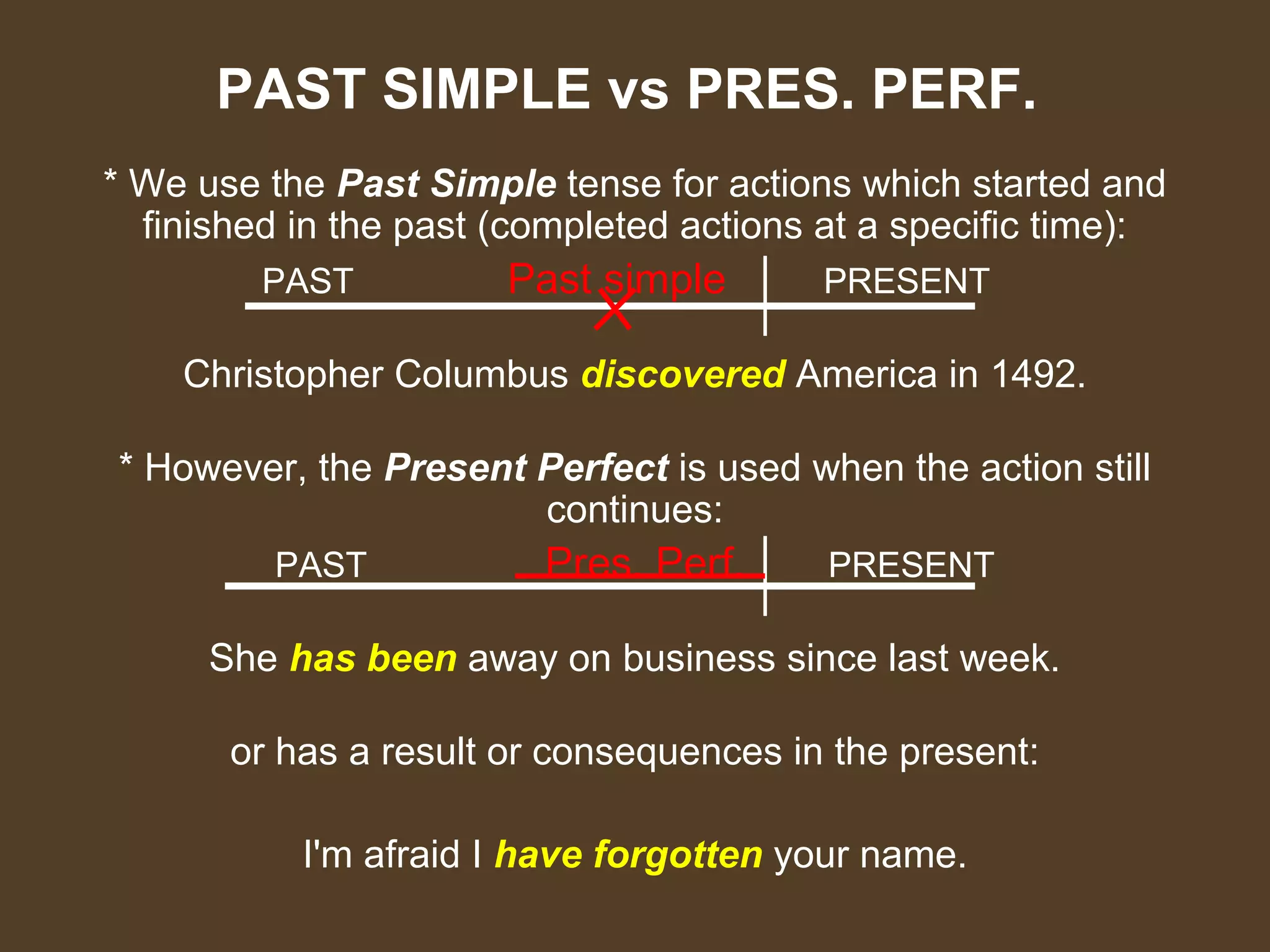 Narrative tenses ps, pc, pp, past s. vs pres. p. | PPT