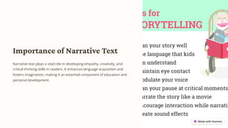 NARRATIVE TEXT FOR HIGH SCHOOL STUDENTS. | PPT