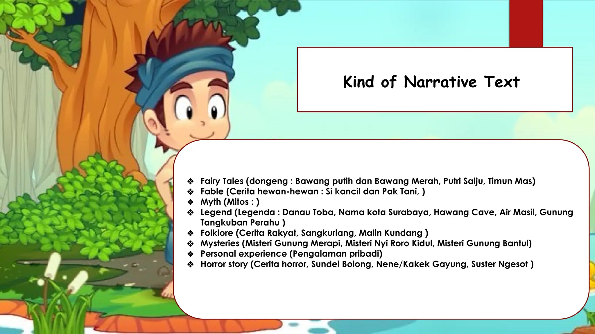 narrative text in English material (fabel, legend,myth) | PPTX