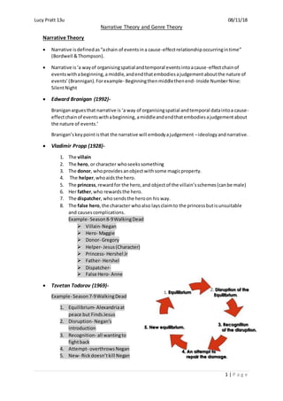 Narrative theory and genre theory | DOCX