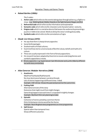 Narrative theory and genre theory | DOCX