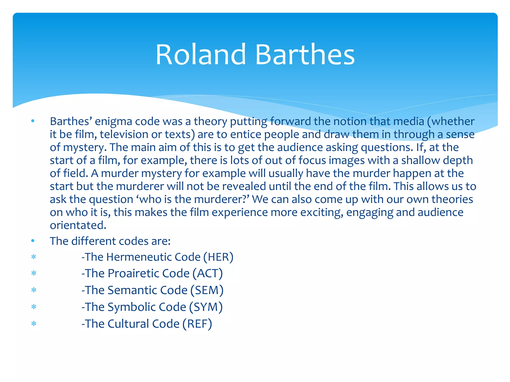 Narrative Theory (Media Studies) | PPTX