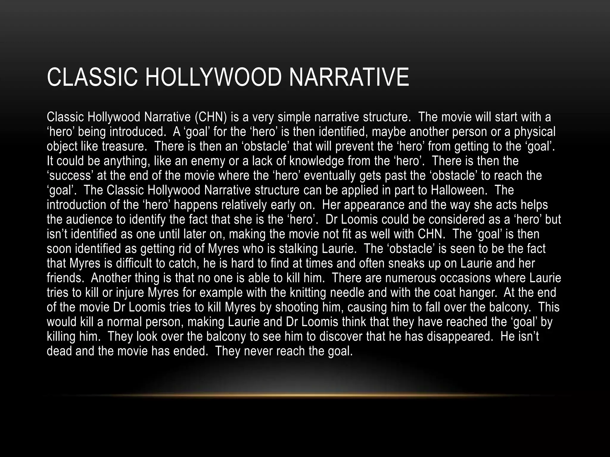 Narrative theory in halloween (1978) | PPTX
