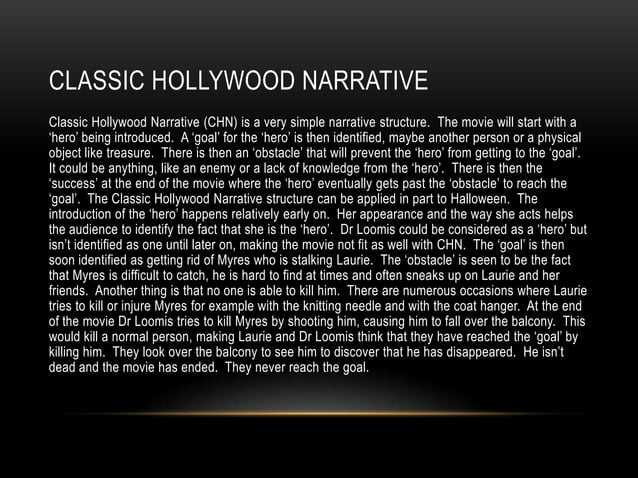Narrative theory in halloween (1978) | PPTX | Screenwriting | Content ...