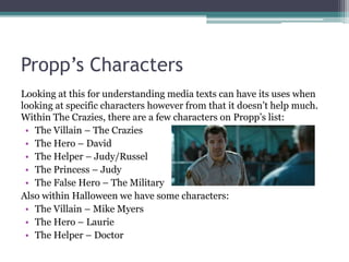 Narrative theory in relation to halloween | PPTX