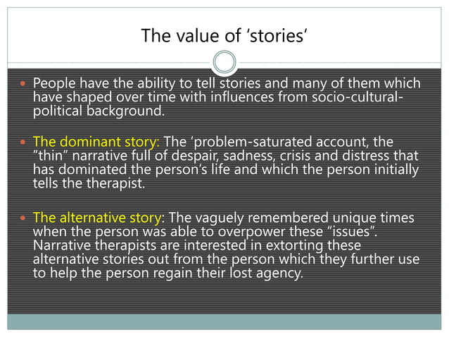 Narrative Therapy by Michael White & David Epston | PPTX
