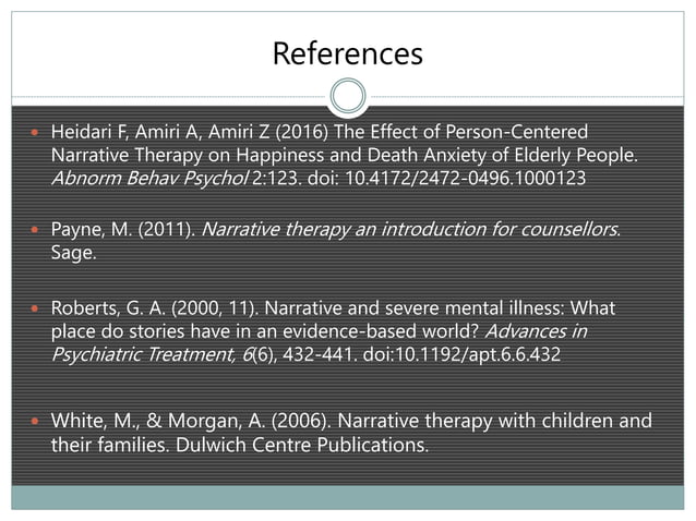 Narrative Therapy by Michael White & David Epston | PPTX