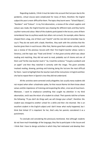 Narrative- School Observations | DOCX