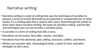 NARRATIVE WRITING for english exams for university students | PPTX