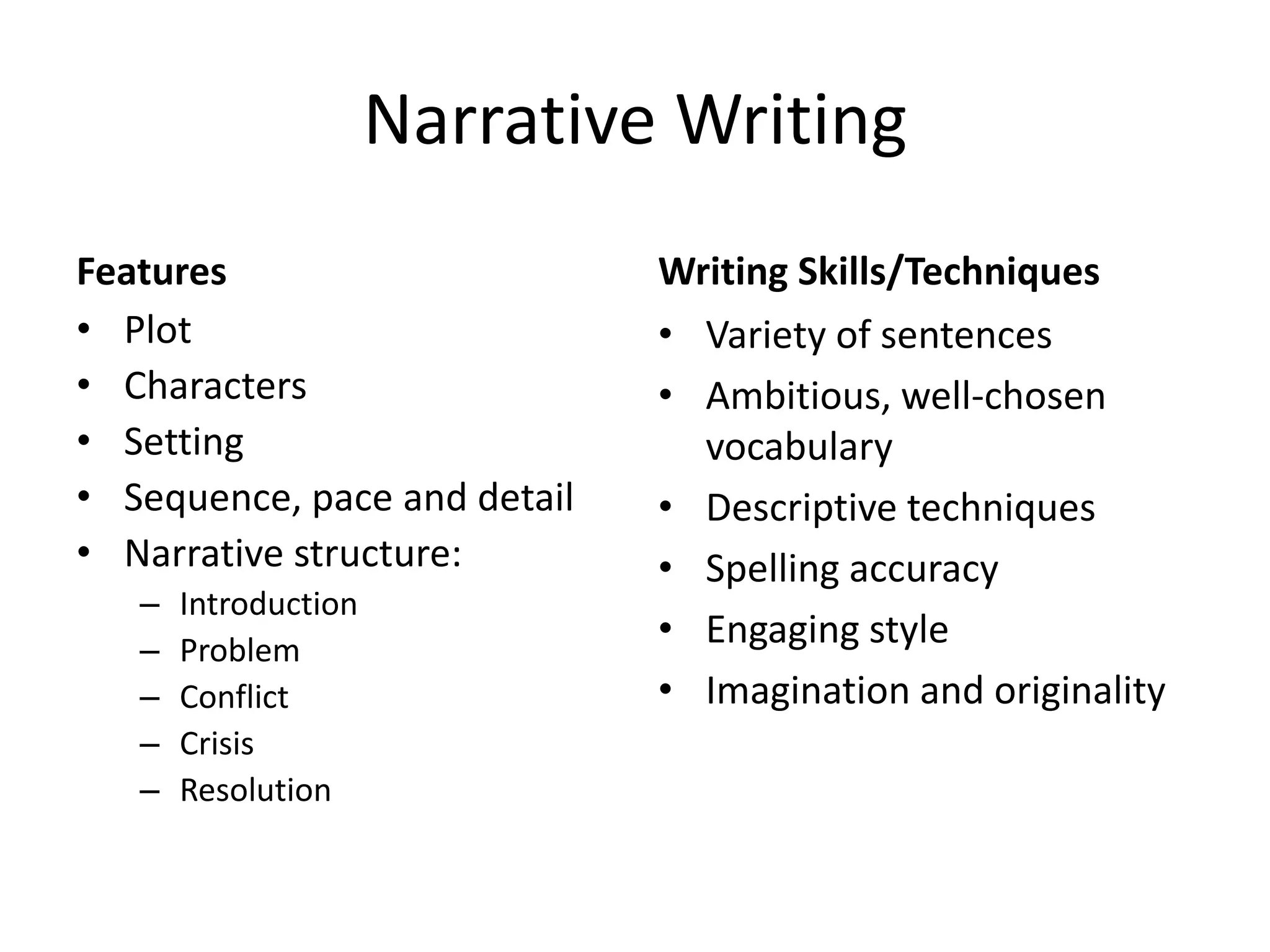 Narrative writing character and plot | PPTX