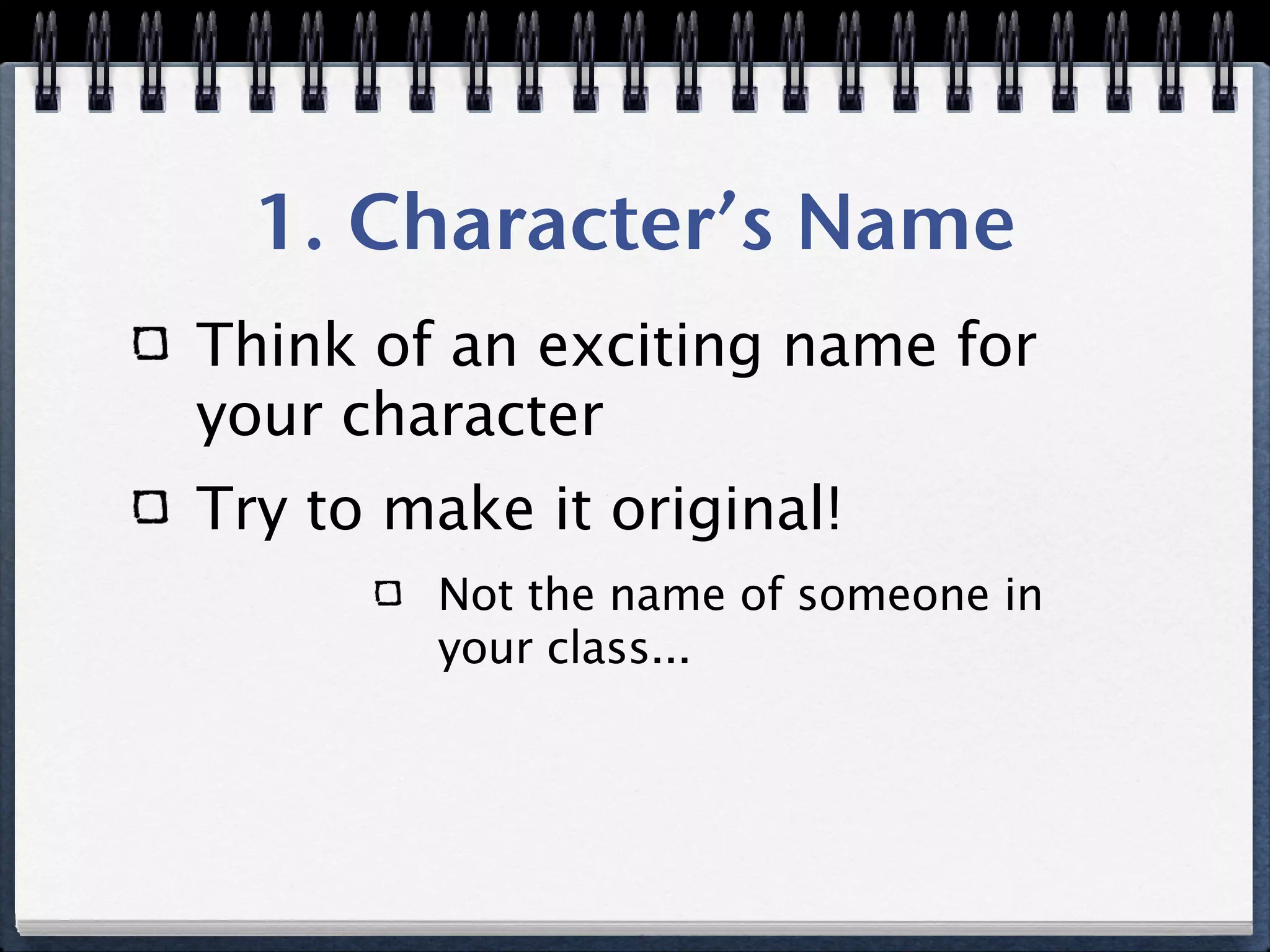 Narrative writing characters | KEY